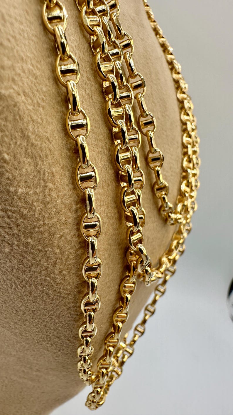 18K Solid Gold Anchor Link Necklace | Unisex Gold Chain - Etsy