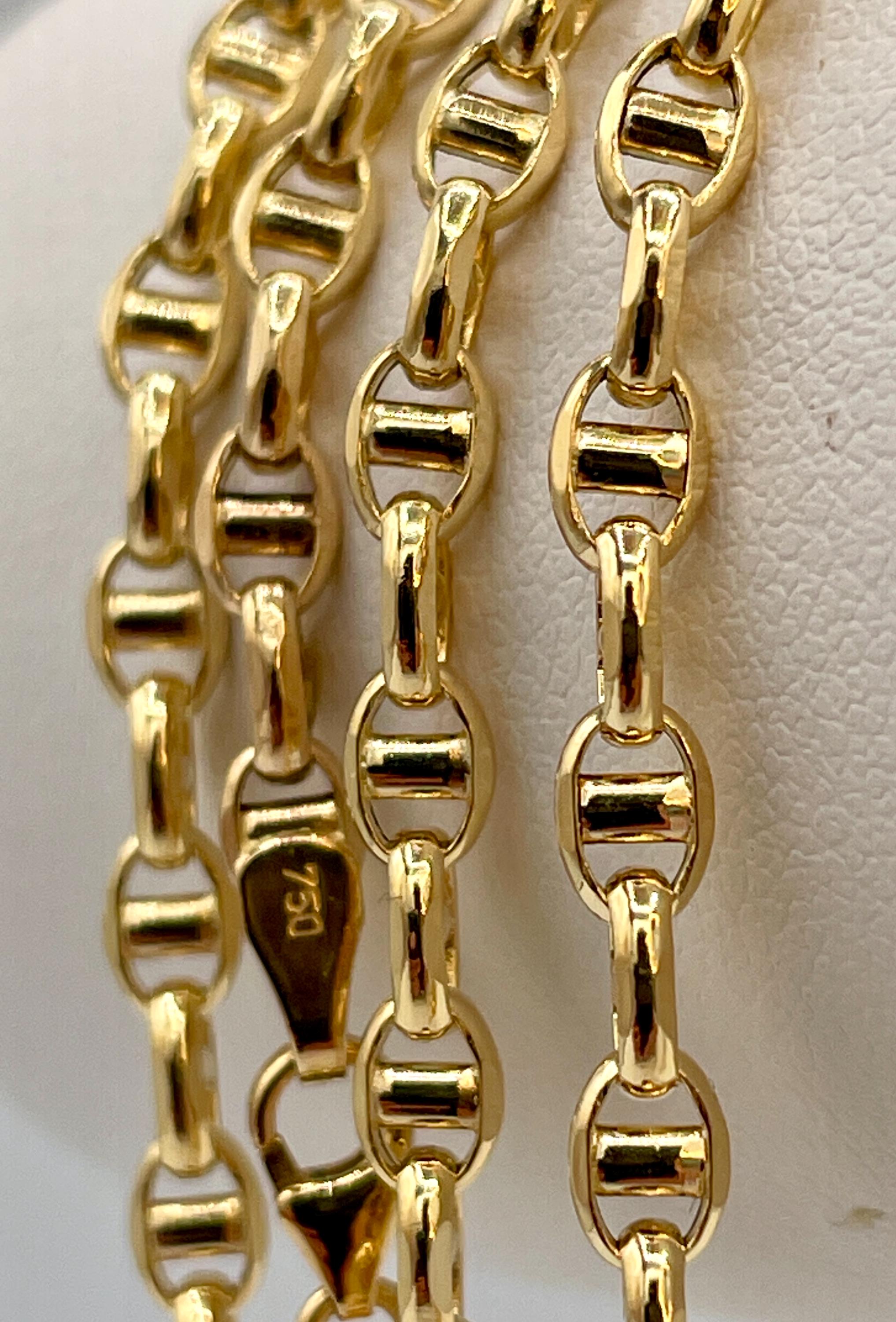 18K Solid Gold Anchor Necklace (3.5mm Width) Solid Gold Chain |18K Real ...