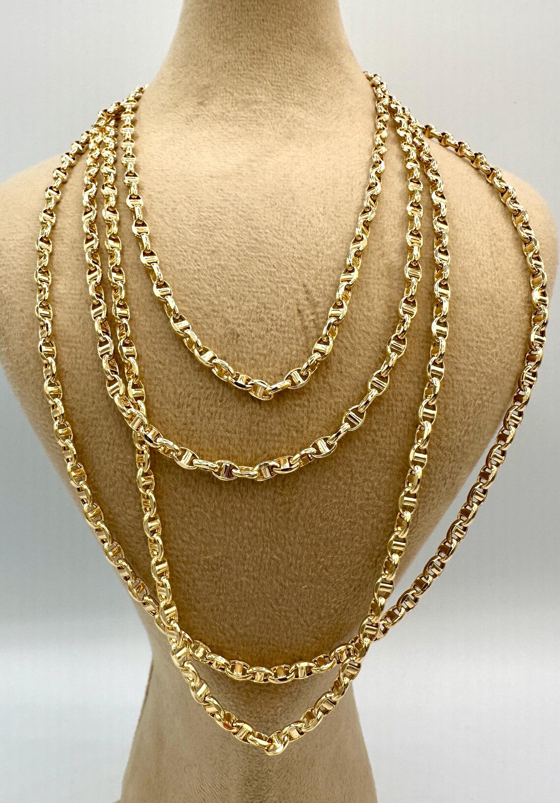18K Solid Gold Anchor Link Necklace | Unisex Gold Chain - Etsy