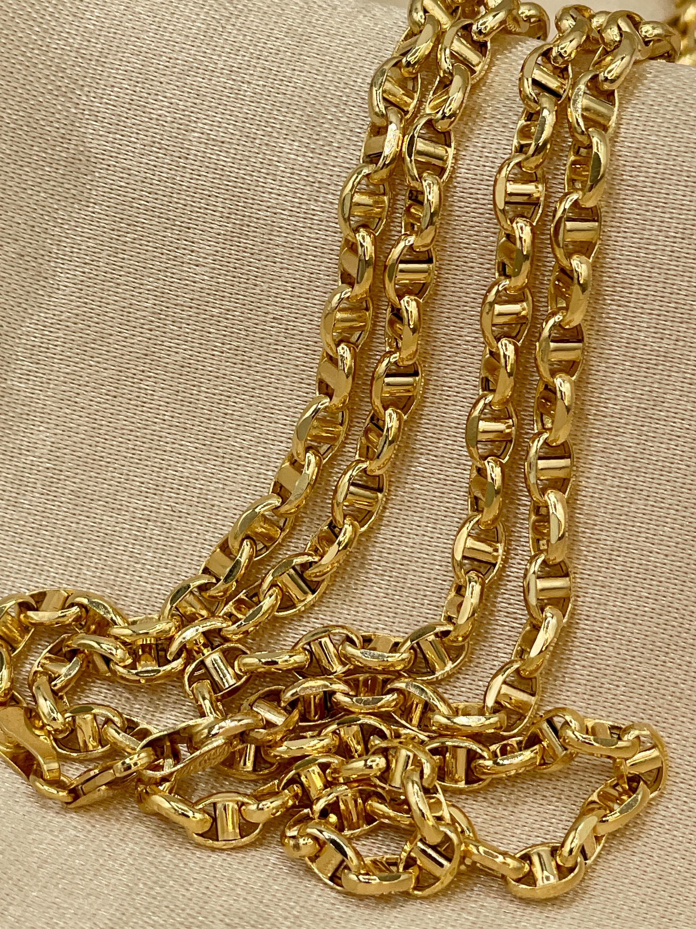 18K Solid Gold Anchor Link Necklace | Unisex Gold Chain - Etsy