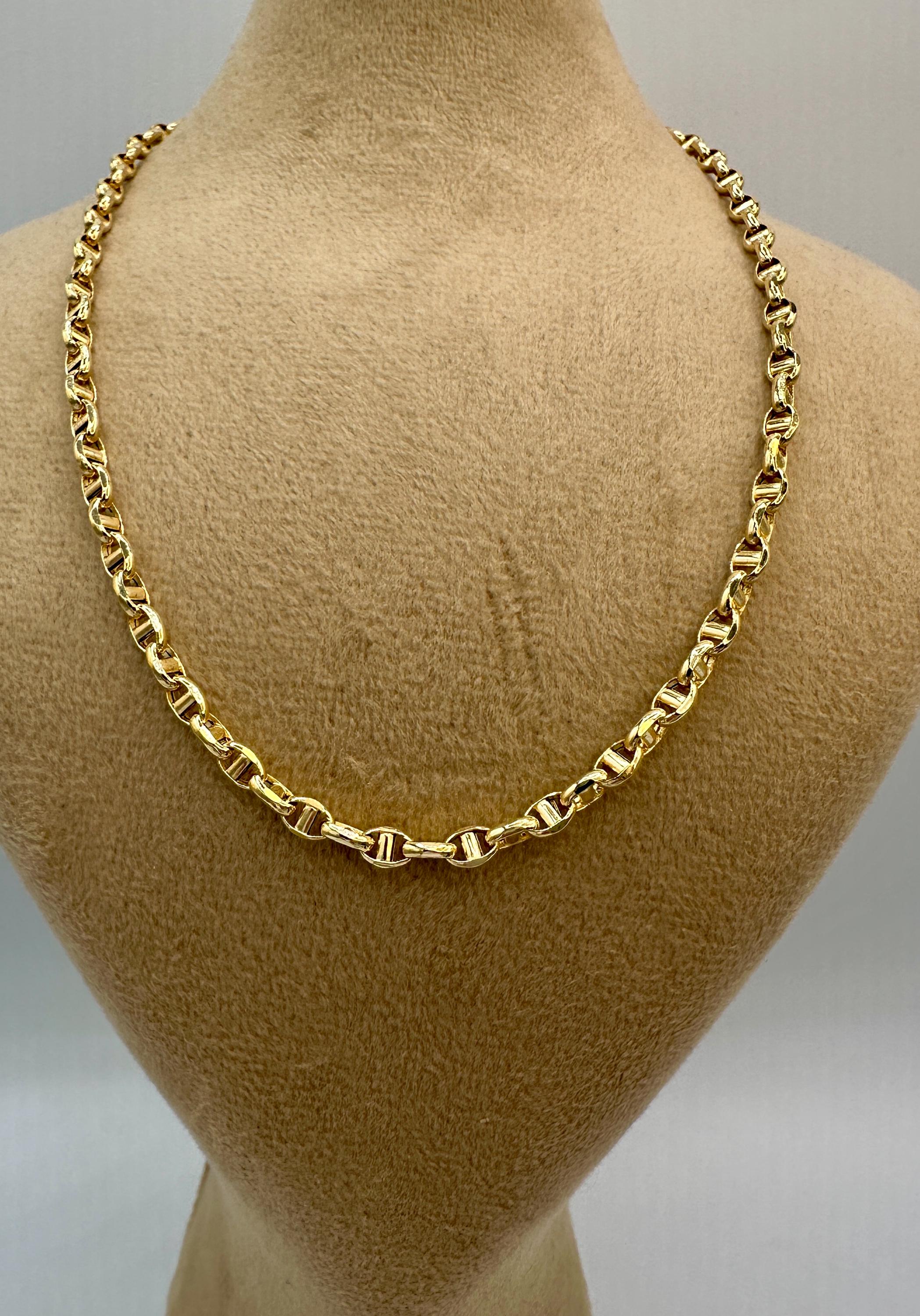 18K Solid Gold Anchor Link Necklace | Unisex Gold Chain - Etsy