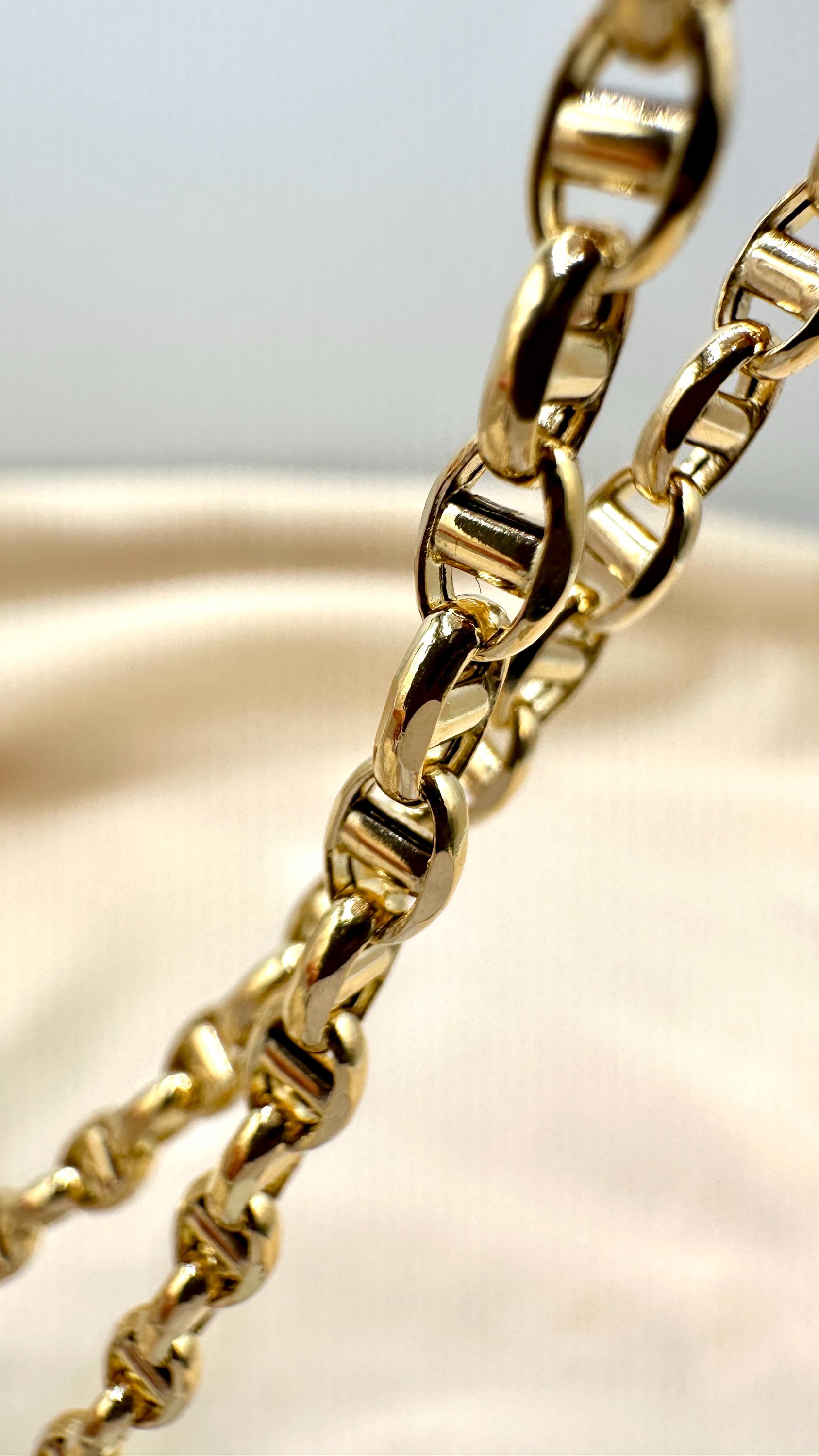 18K Solid Gold Anchor Link Necklace | Unisex Gold Chain - Etsy