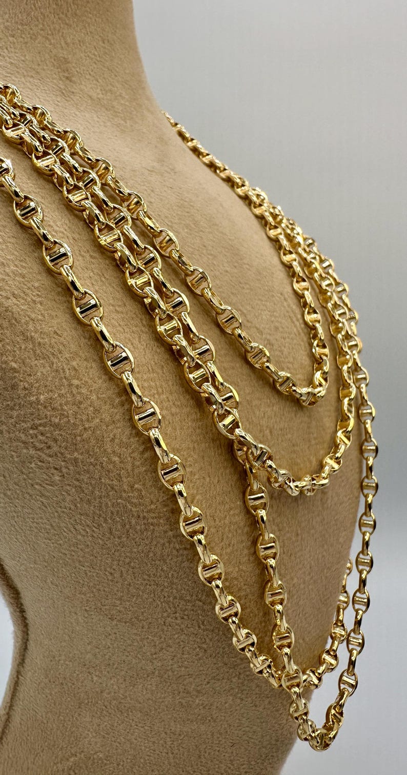 18K Solid Gold Anchor Link Necklace | Unisex Gold Chain - Etsy