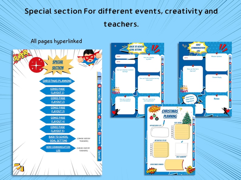 2026 Superhero Kids Digital Planner, Comic Chore Chart (PDF) - Etsy