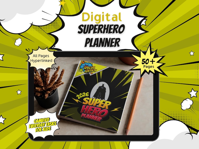 2026 Superhero Digital Planner for Kids, Digital Journal for Kids ...