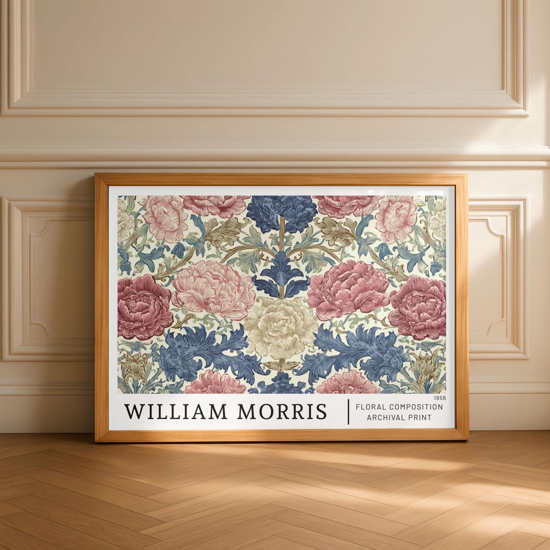 William Morris Floral Poster, Vintage Roses Botanical Wall Art Print ...