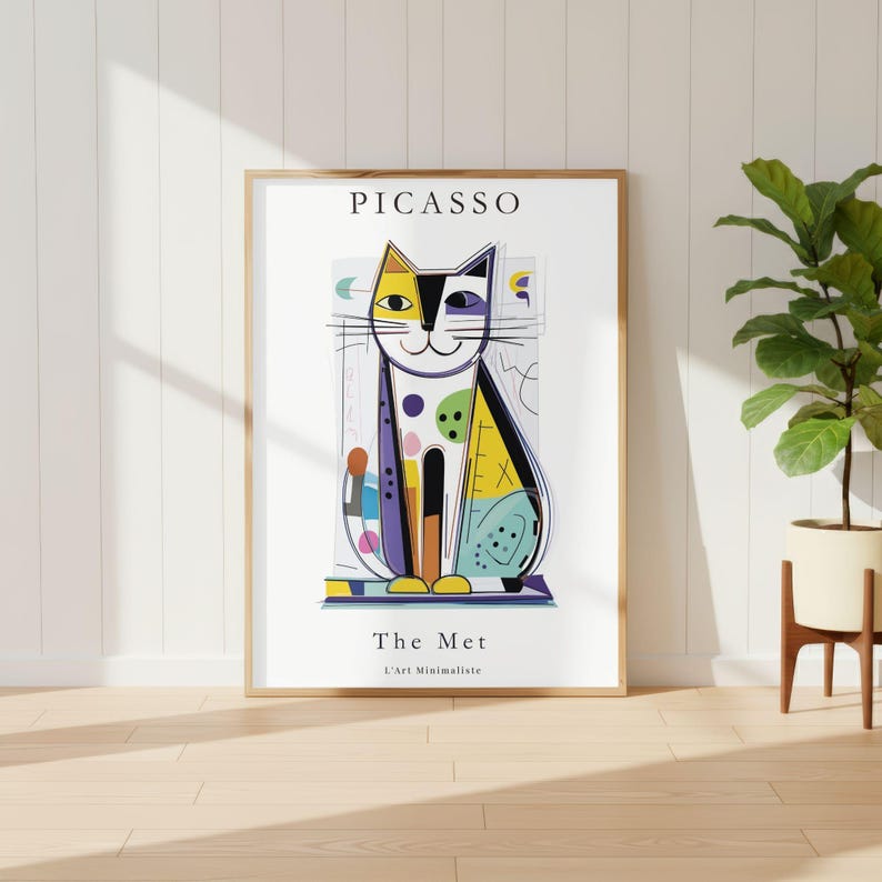 Picasso Cat Exhibition Poster: Abstract Geometric Cubist Art Print ...