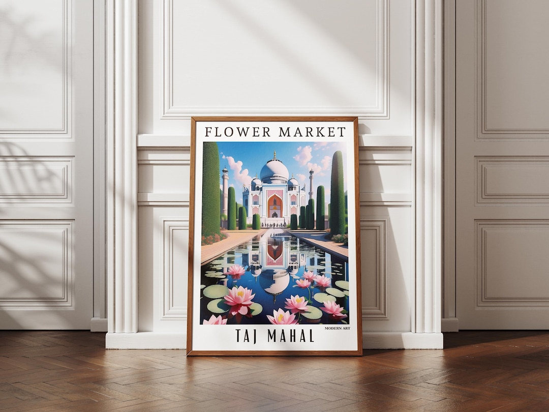 Taj Mahal Flower Market Art Print, Agra India Travel Poster - Etsy