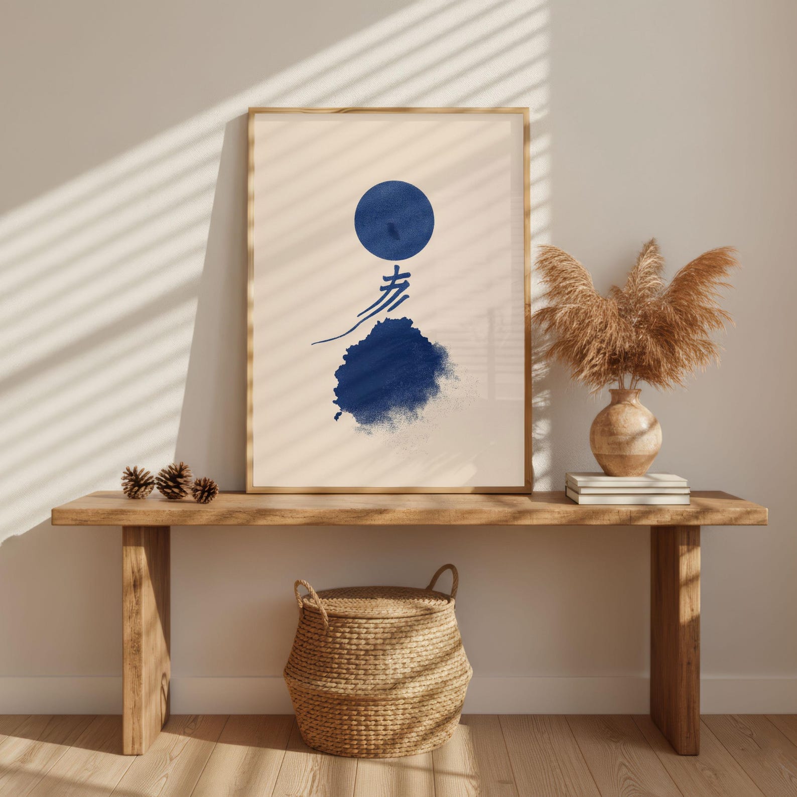 Minimalistisk Indigo Enso-poster - Japansk Zen-bläckkonst - Etsy Sverige