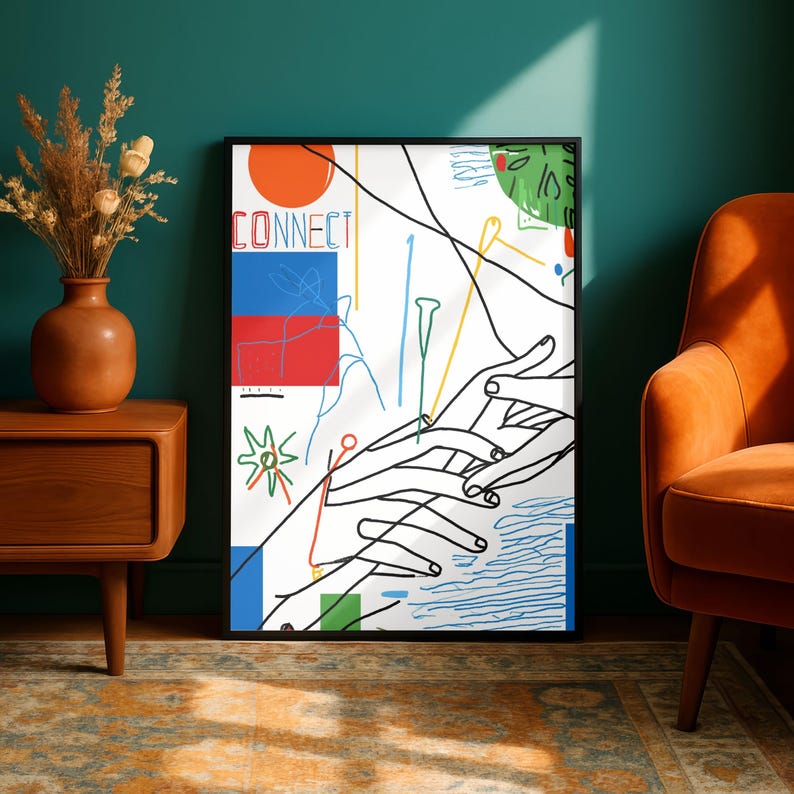 Picasso Style Hands Print: Colorful Abstract Line Art - Etsy