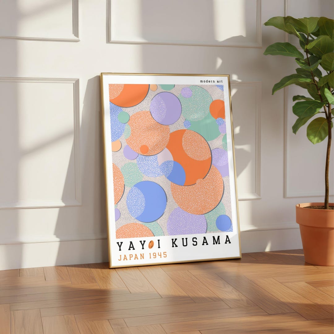 Yayoi Kusama Abstract Circles Poster, Colorful Pastel Dot Pattern Print ...