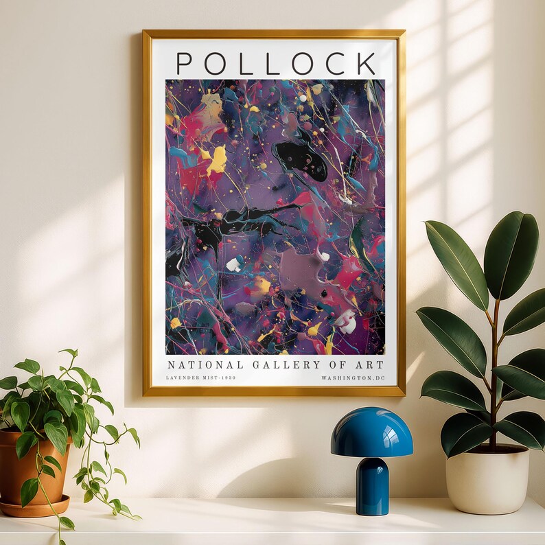 Pollock Inspired Abstract Expressionism Poster, Lavender Mist Drip ...