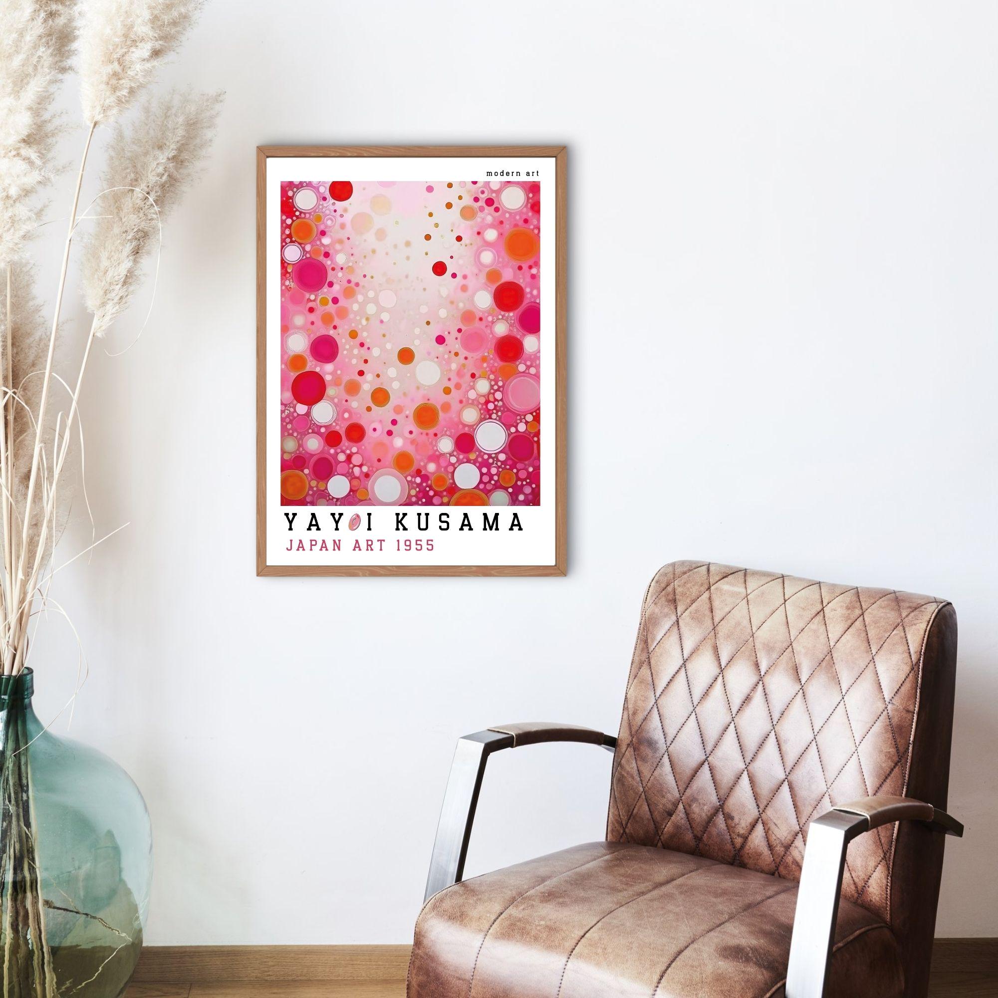 Yayoi Kusama Poster, Pink Polka Dot Poster, Abstract Bubble Art Print ...