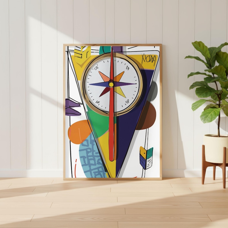 Compass Art Print: Picasso Inspired Geometric Wall Decor (matte or ...