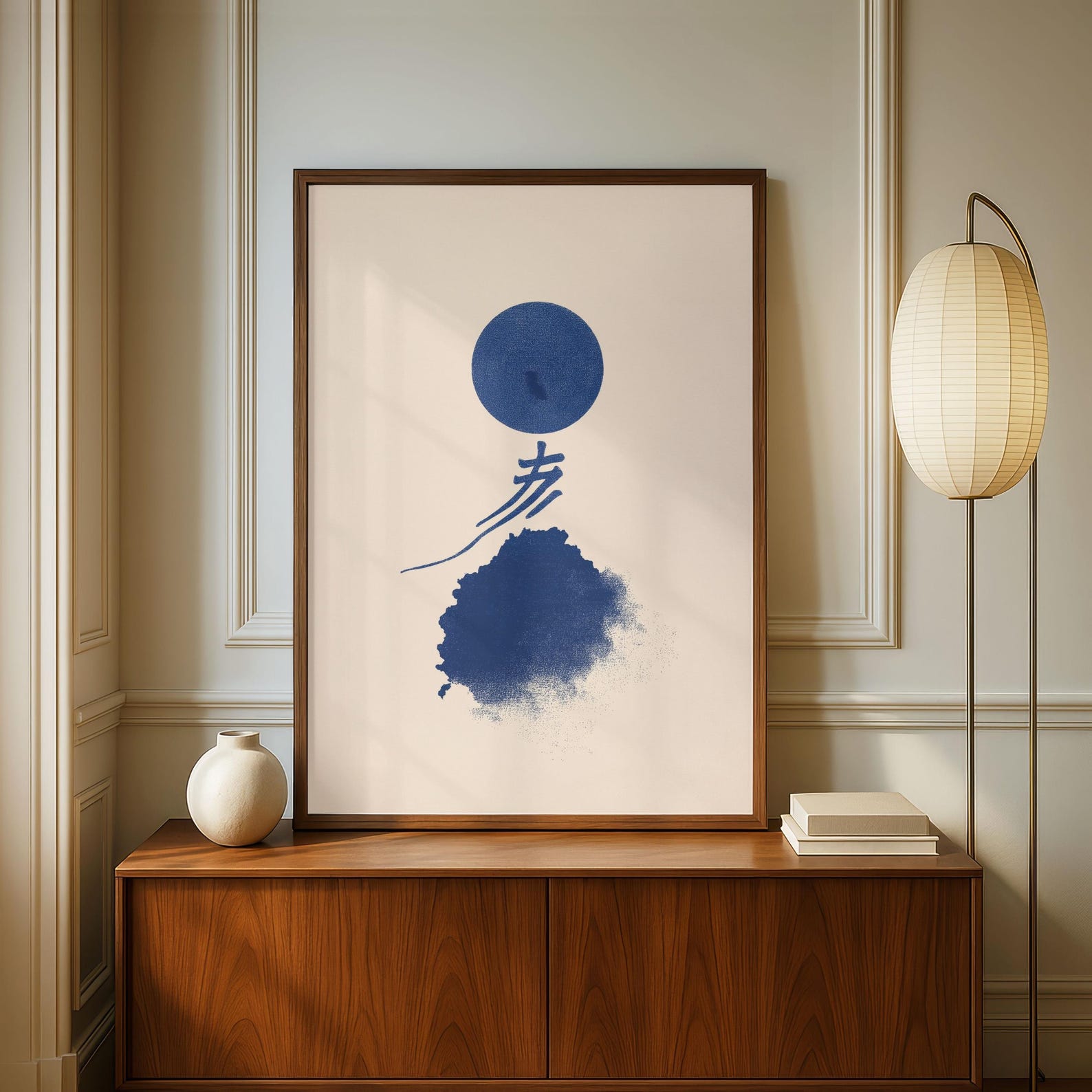 Minimalistisk Indigo Enso-poster - Japansk Zen-bläckkonst - Etsy Sverige