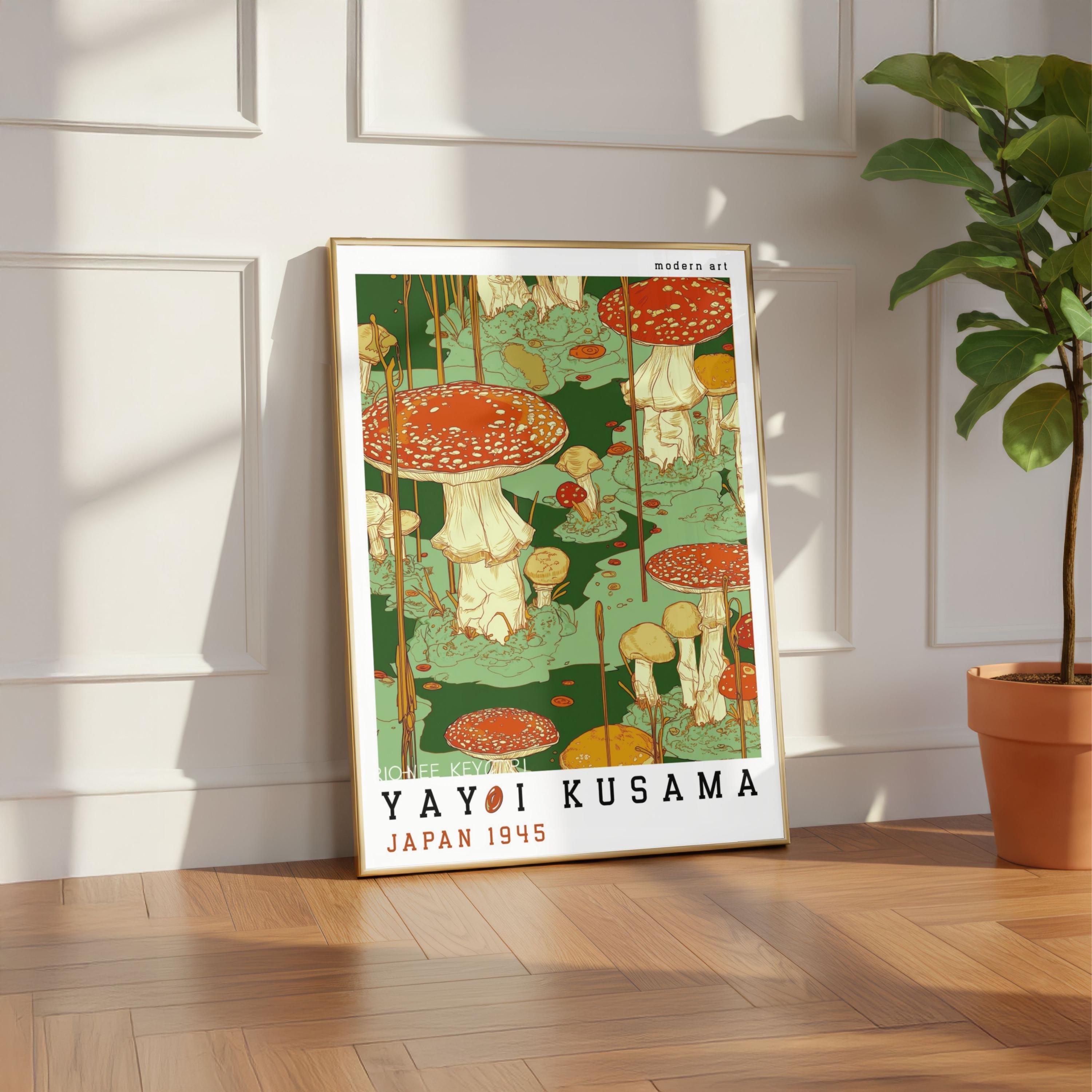 Yayoi Kusama Inspired Mushroom Poster, Surreal Nature Art Print ...