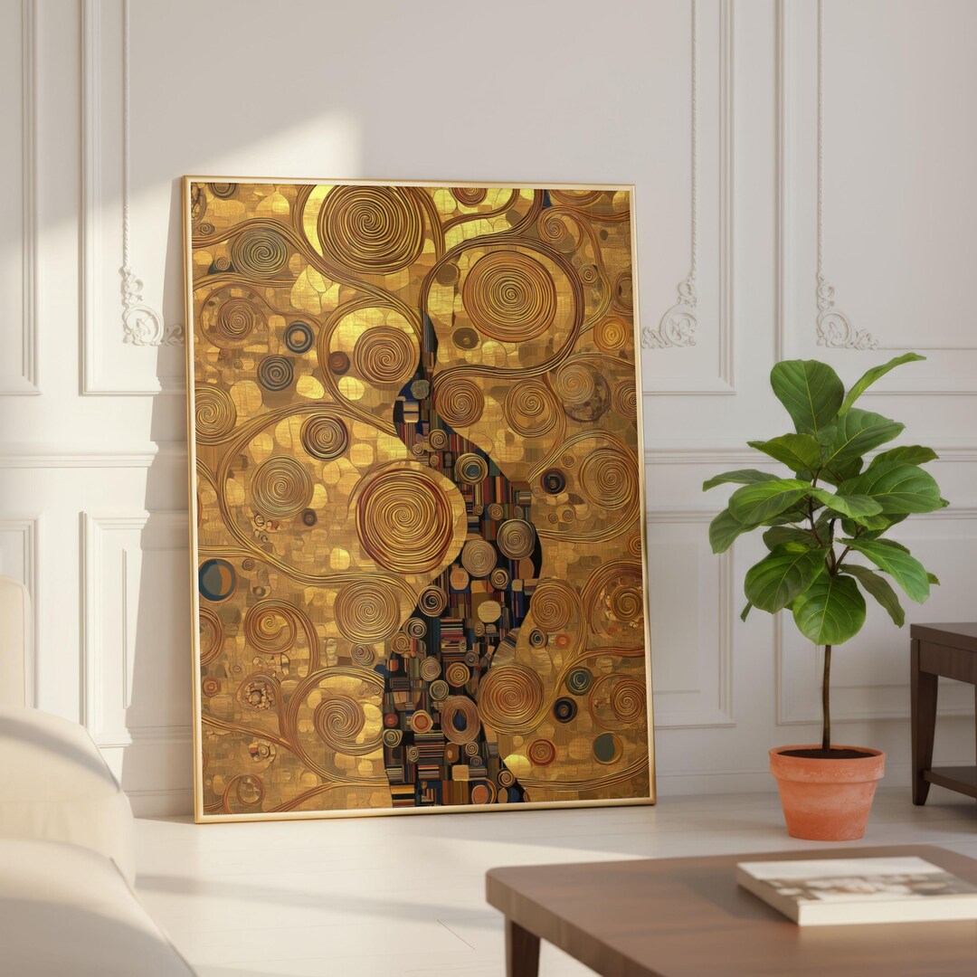 Klimt Inspired Tree of Life Poster, Gold Art Nouveau Wall Art Print ...