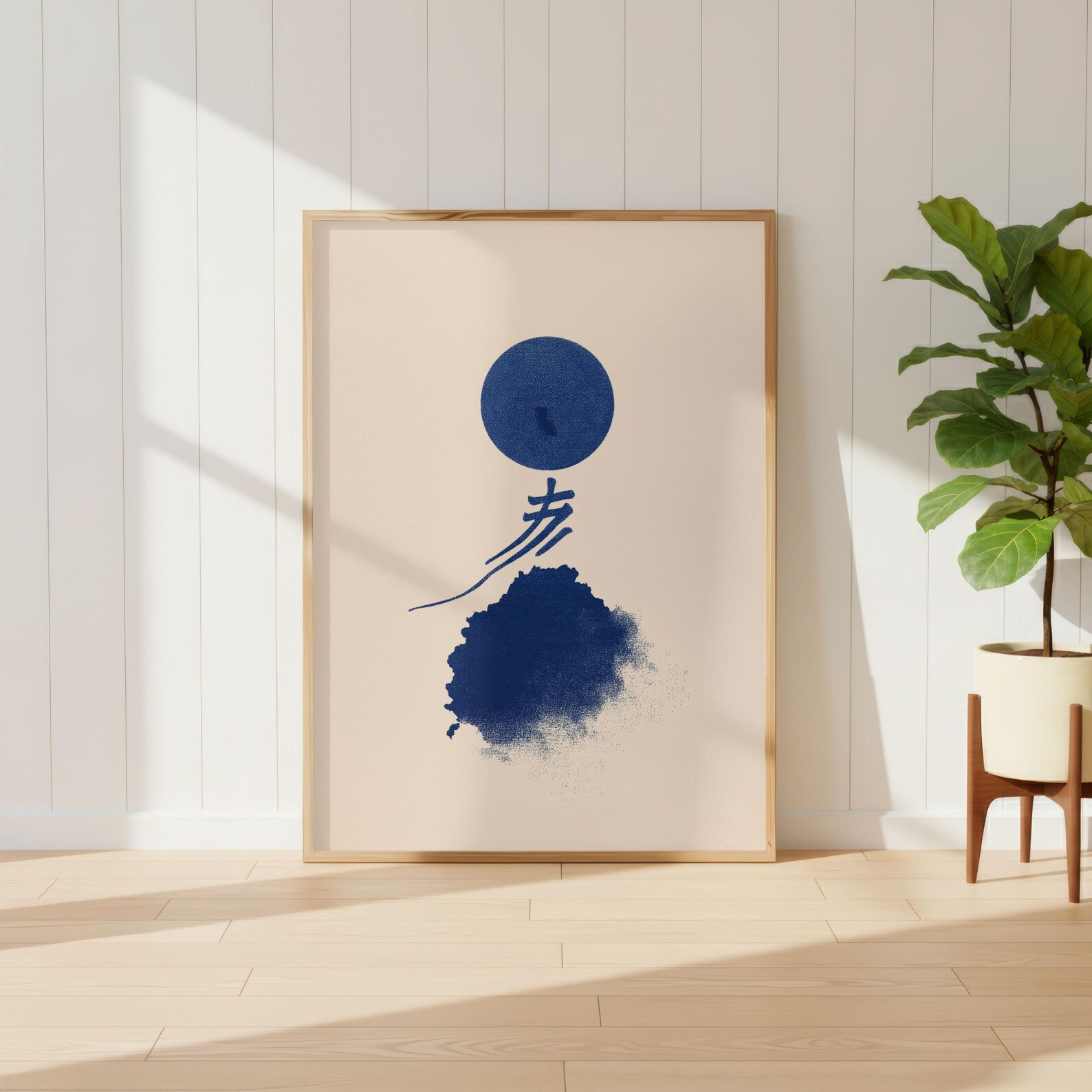 Minimalistisk Indigo Enso-poster - Japansk Zen-bläckkonst - Etsy Sverige