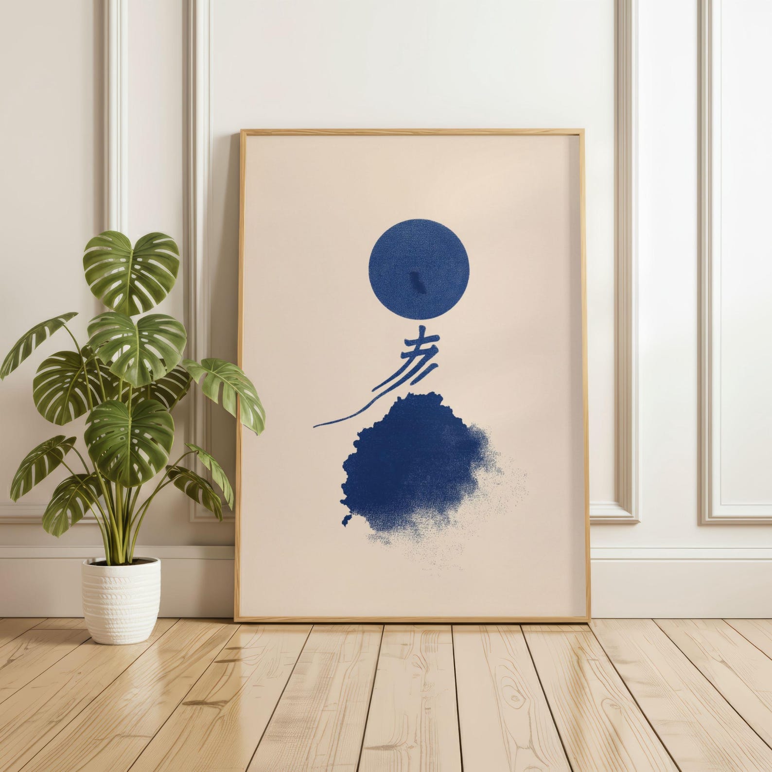 Minimalistisk Indigo Enso-poster - Japansk Zen-bläckkonst - Etsy Sverige