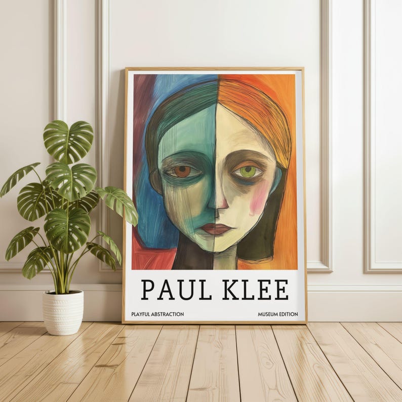 Paul Klee Inspired Poster, Abstract Face Portrait, Playful Modernist ...