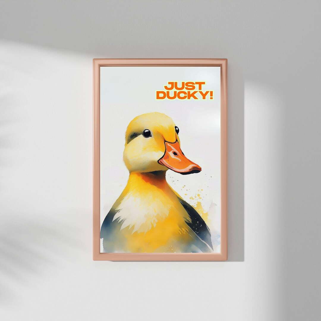 Just Ducky Duck Poster, Cute Watercolor Duckling Wall Art, Nursery Kids ...