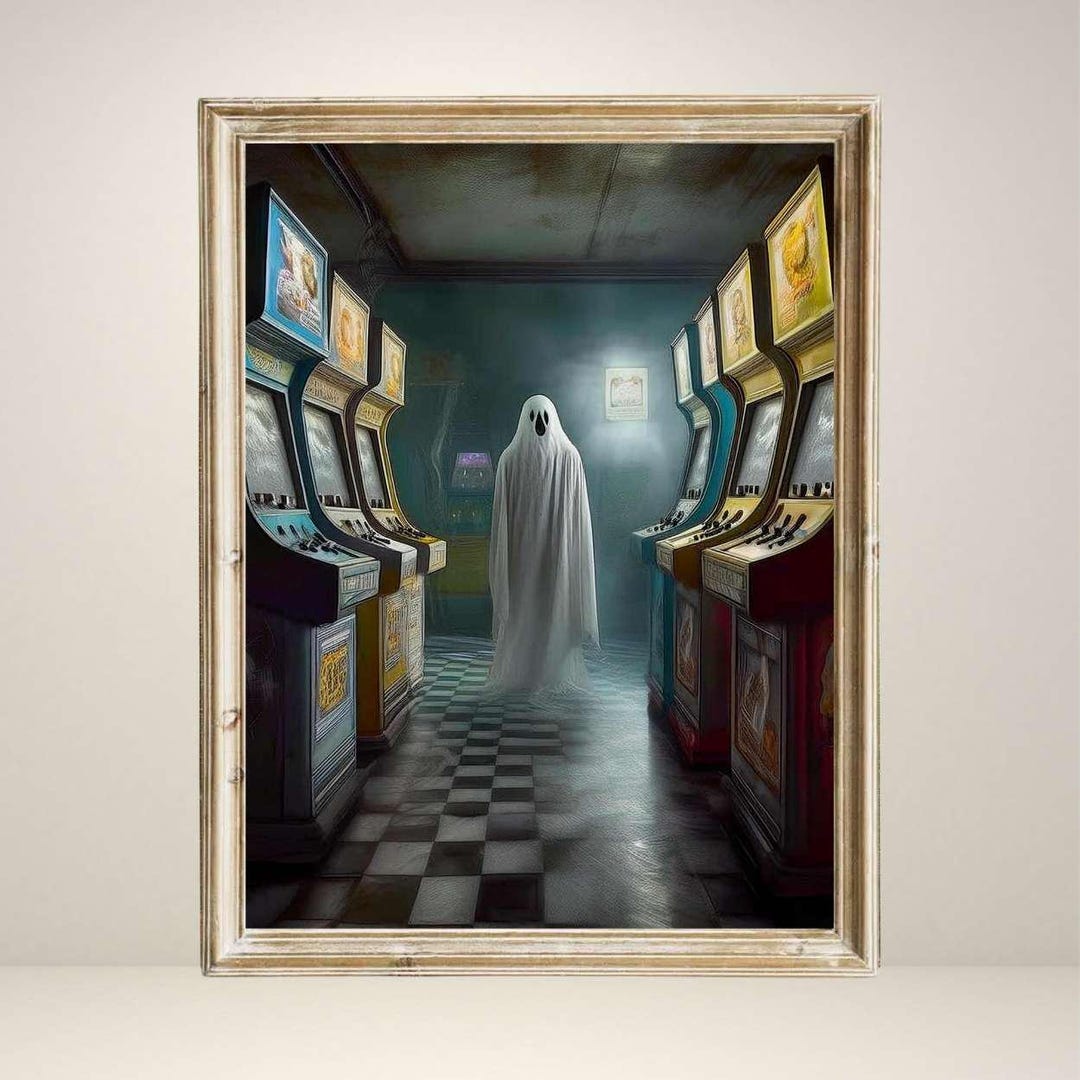 Ghost in an Abandoned Arcade, Nostalgia Poster, Art Poster Print, Dark ...