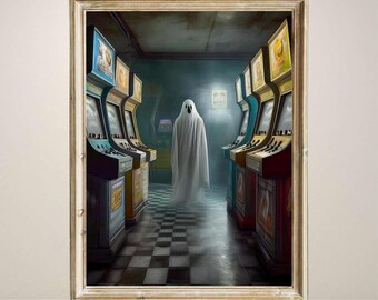 Ghost in an Abandoned Arcade PAC MAN, Nostalgia Poster, Art Poster ...