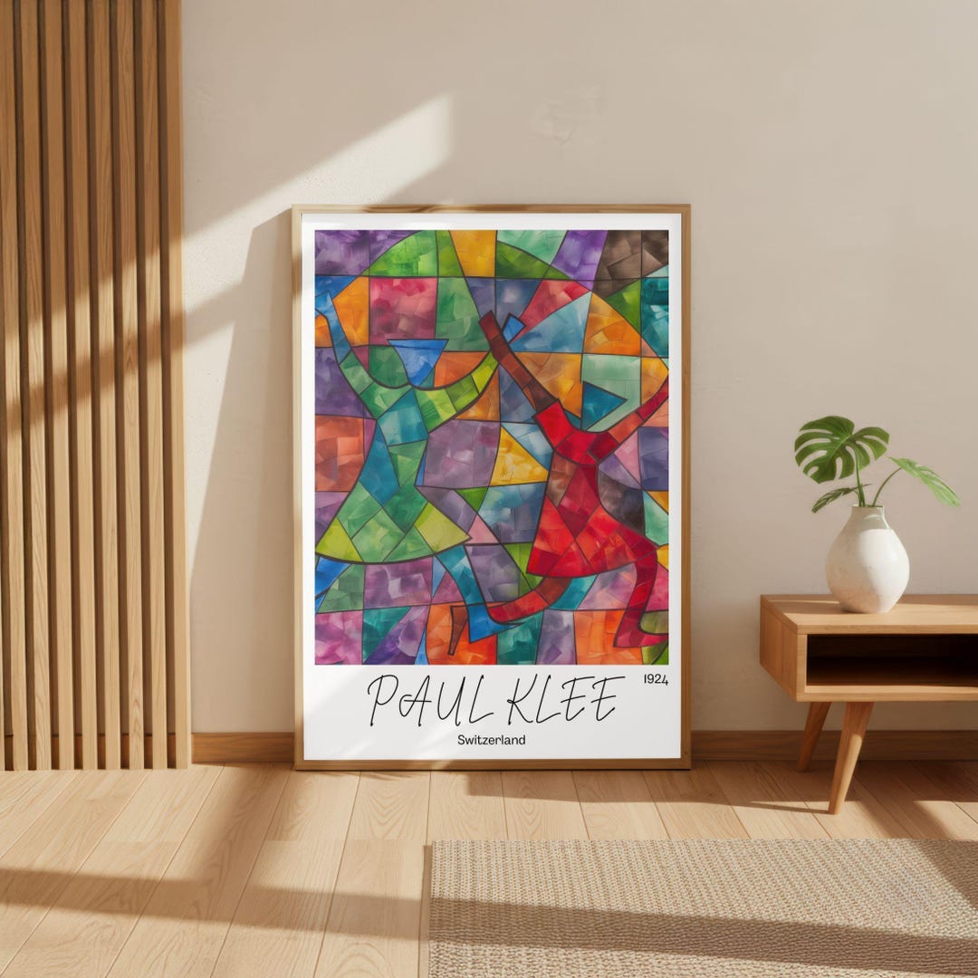 Paul Klee Inspired Poster, Colorful Abstract Mosaic Wall Art, Modern ...