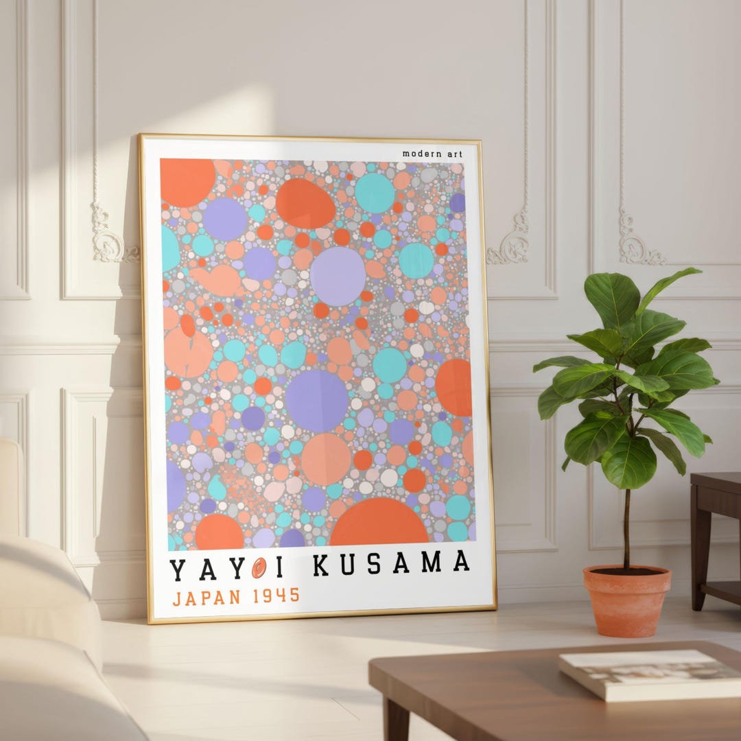 Yayoi Kusama Inspired Polka Dot Poster Abstract Modern Art Colorful ...