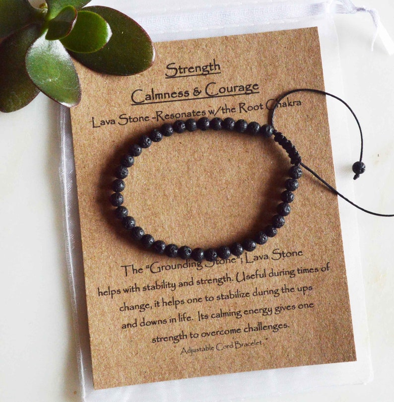 Strength Bracelet, Lavastone Bracelet, Cancer Gift for Man, Thinking of You Bracelet, Lavastone ...