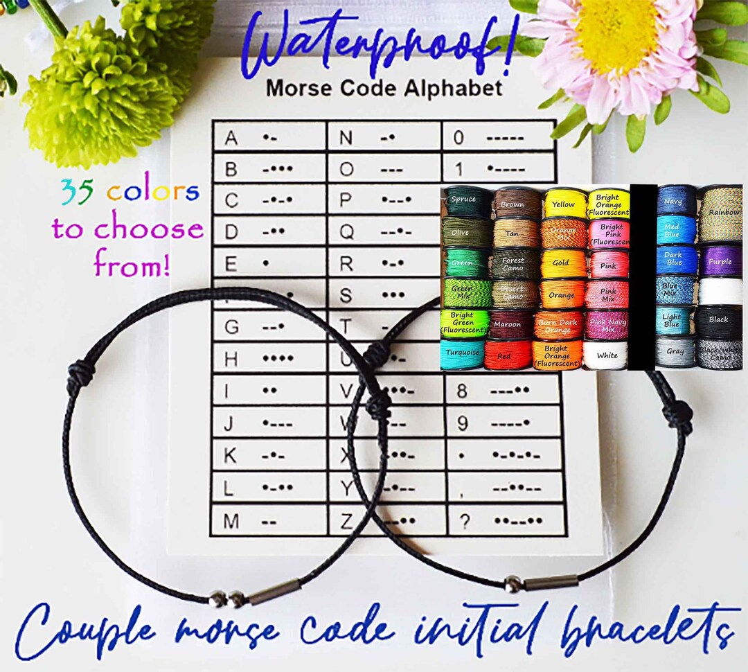 Custom Morse Code Initial Bracelet Set, Paracord Bracelet, Stainless ...