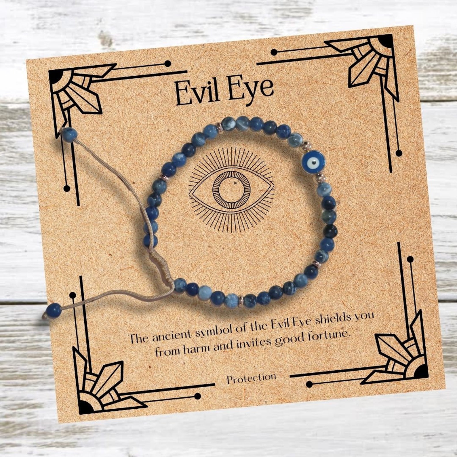 Handmade Evil Eye Bracelet, Protection Jewelry, Blue Sodalite Bracelet ...