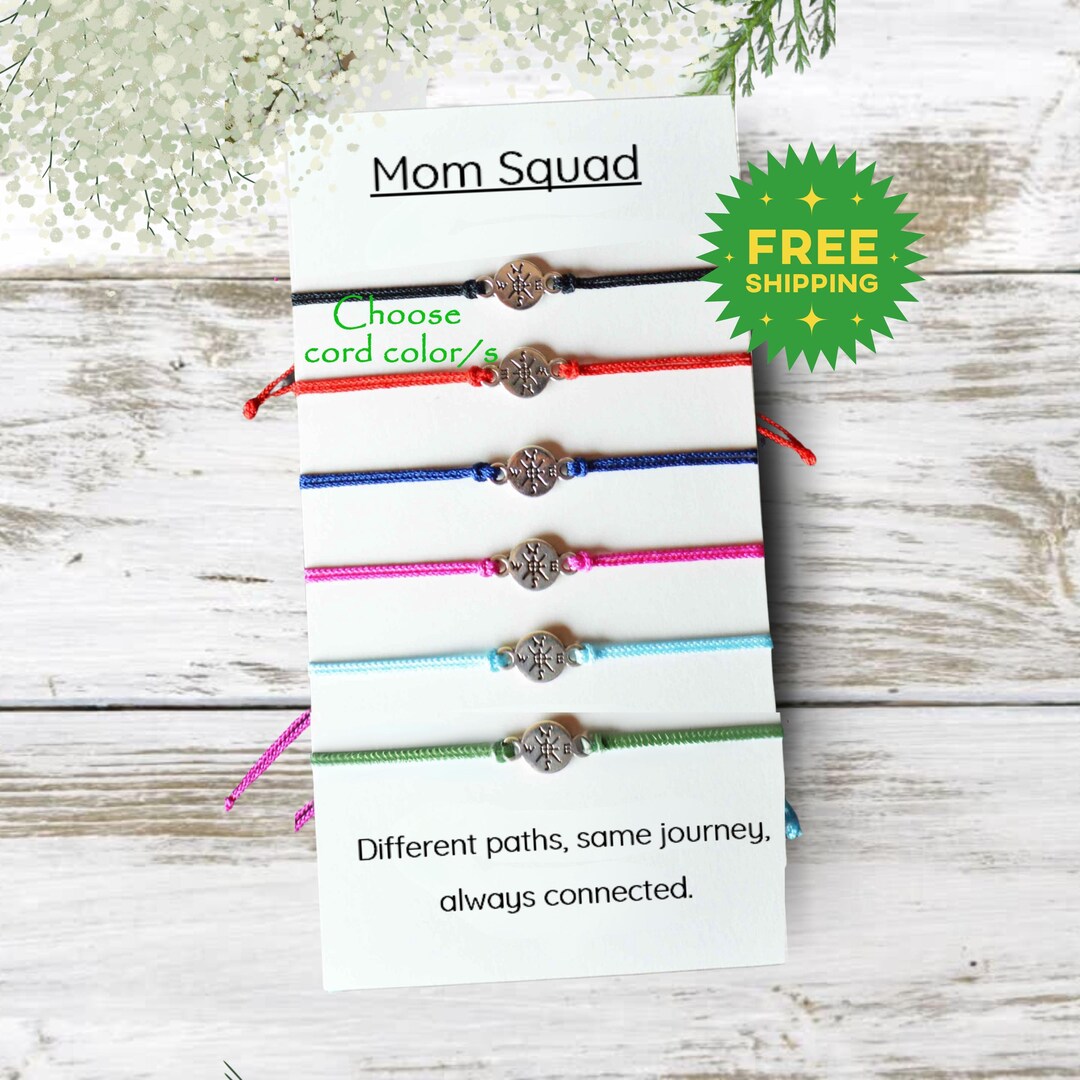 Mom Squad Friendship Bracelet Set, Mom Tribe Gift, Personalized Card ...