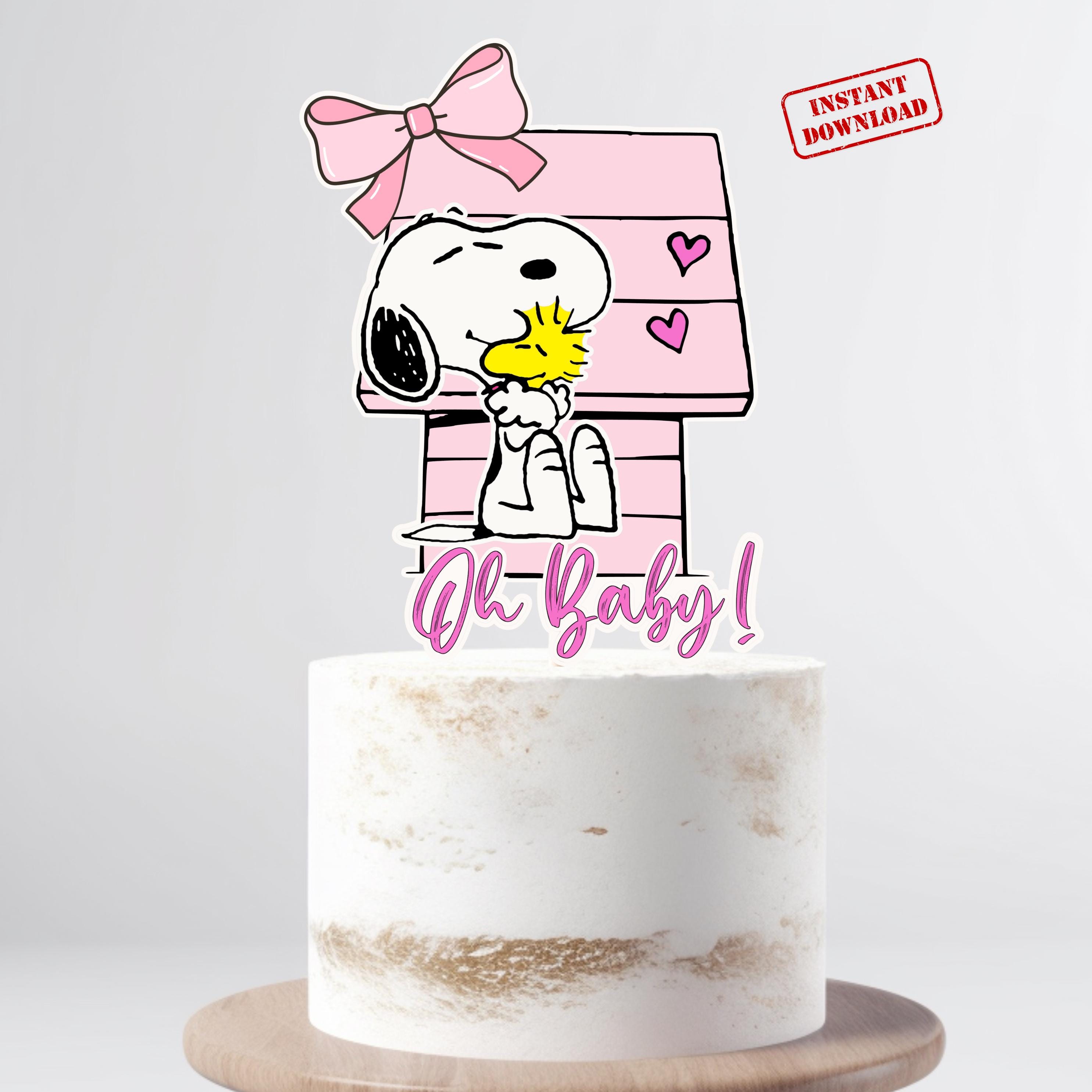 Puppy Pink Baby Shower Cake Topper: Peanuts Pink Theme (digital ...