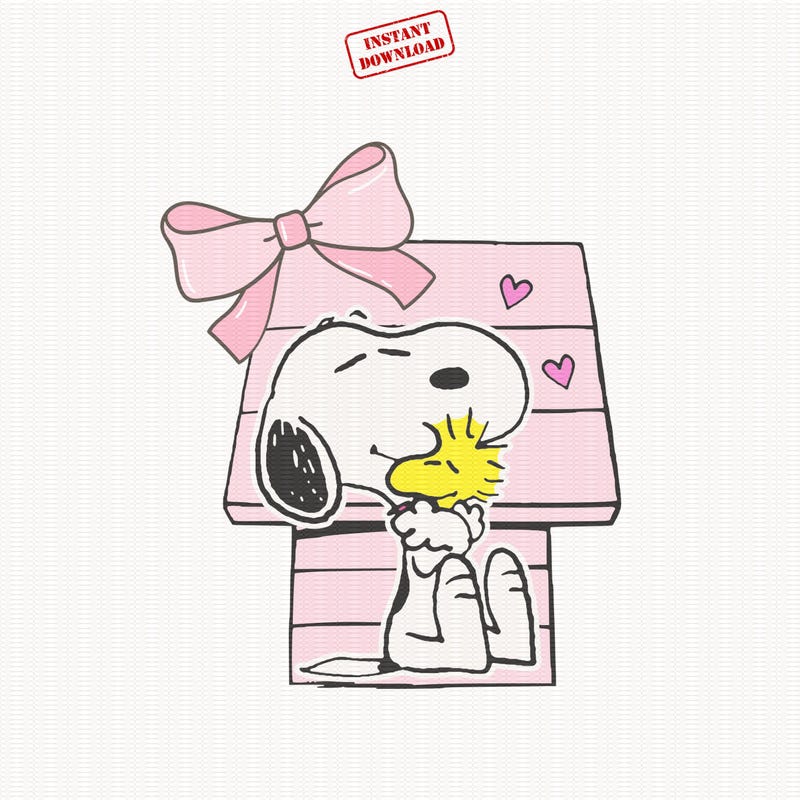 Snoopy With Pink Bow Png - Etsy