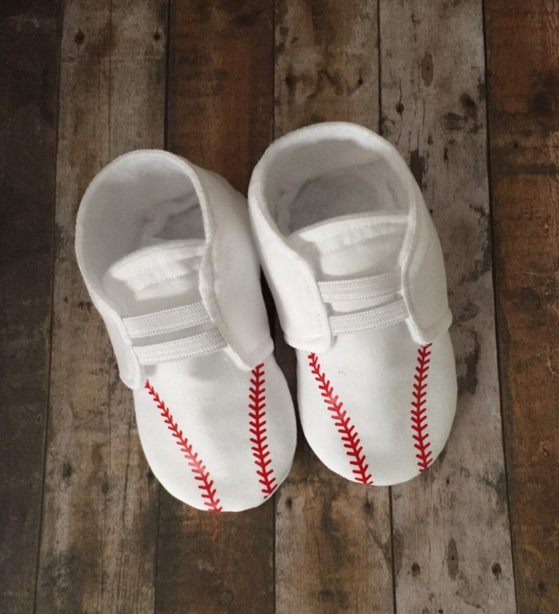 Baseball Baby Shoes White Baby Shoes With Red Stitching - Etsy