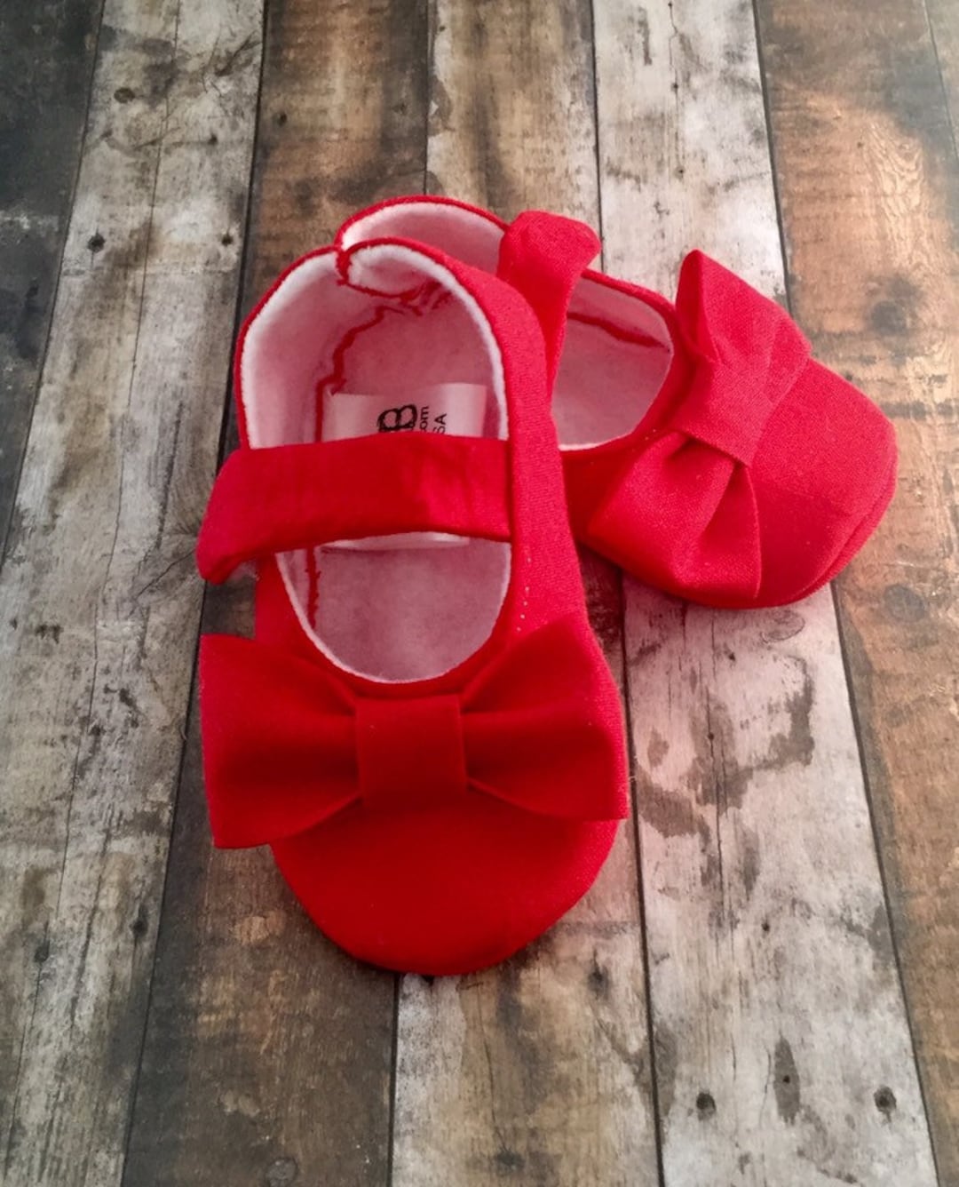Red Baby Girl Shoes With Bows | Newborn Size up to 24 Months - Etsy
