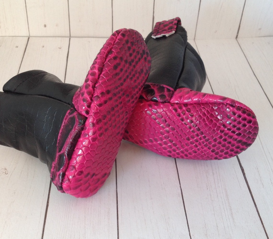 Pink Snake Baby Cowboy Boots With Leather Faux Snake Baby - Etsy