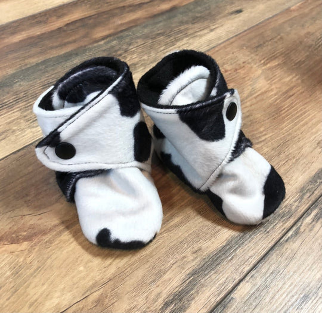 Cow Print Faux Fur Baby Booties Newborn Size up to 18 Months - Etsy