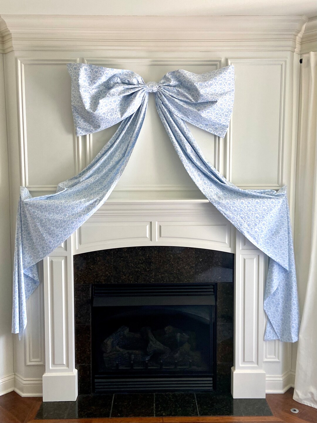 Oversized Coquette Bow Wall Decor, Blue Chinoiserie Fabric, Party ...