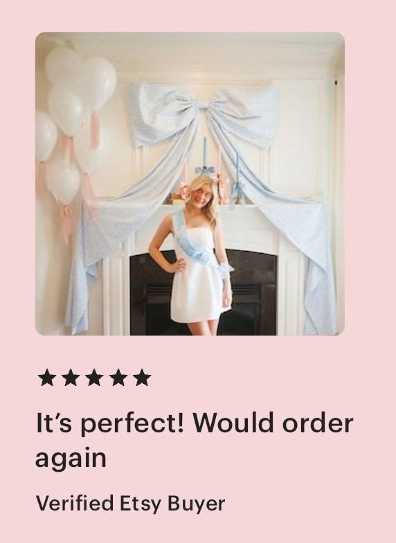 Coquette Bow Decor, Sorority, Loveshack Fancy Inspired, Large Hanging ...