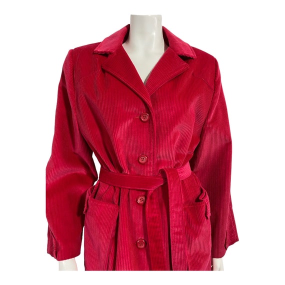 Vintage Ruby Red Corduroy Coat 1970s Nathaniel - Gem