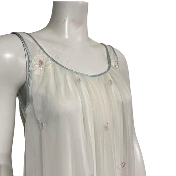 Vintage White Chiffon Nightgown 1960s Miss Siren - Gem