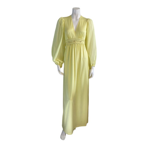Vintage Yellow Maxi Dress 1970s Nu Mode Wedding Eveni Gem