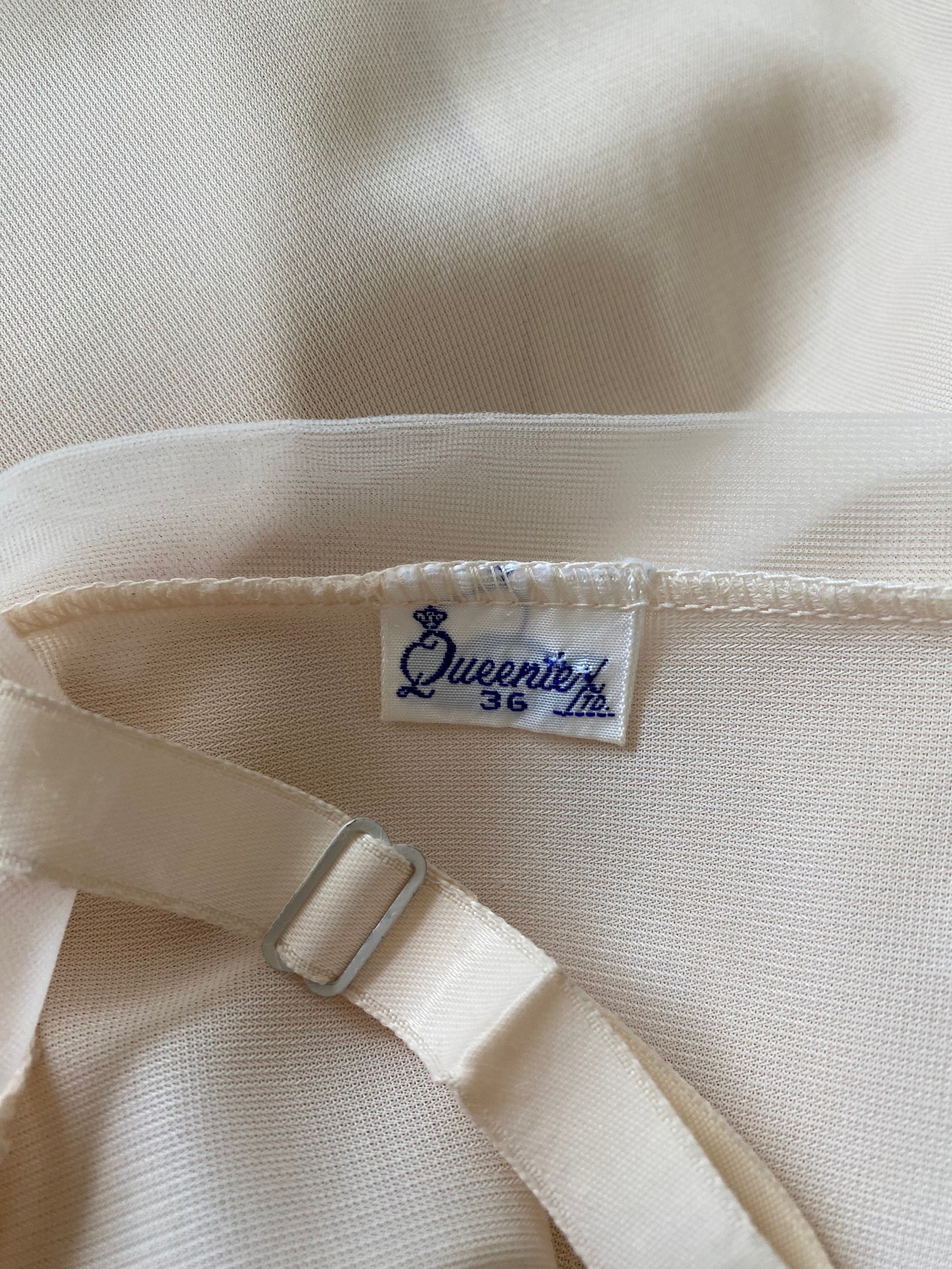 Vintage Beige Full Slip 1960s Queentex - Etsy