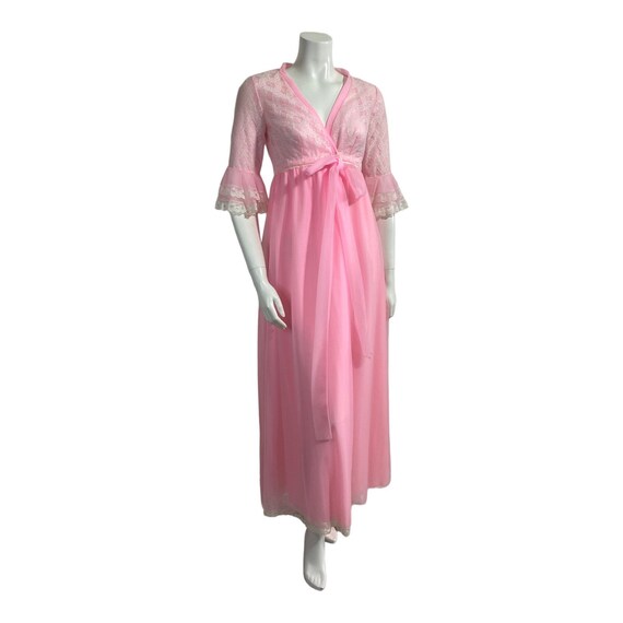 Vintage Pink Chiffon Robe / Negligee / 1960s / Linda … - Gem
