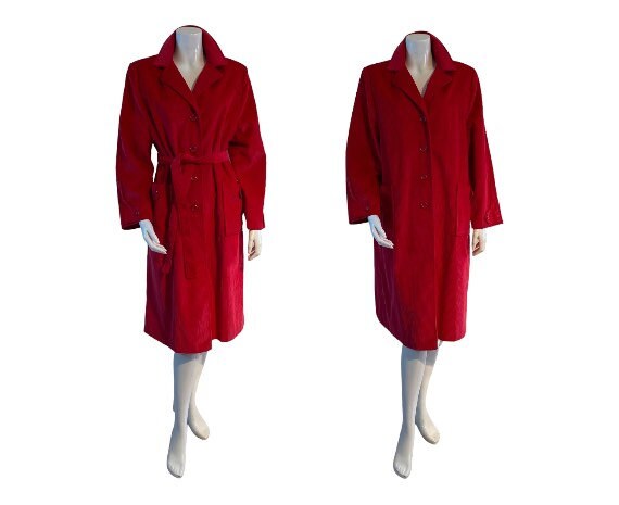 Vintage Ruby Red Corduroy Coat / 1970s / Nathaniel / … - Gem