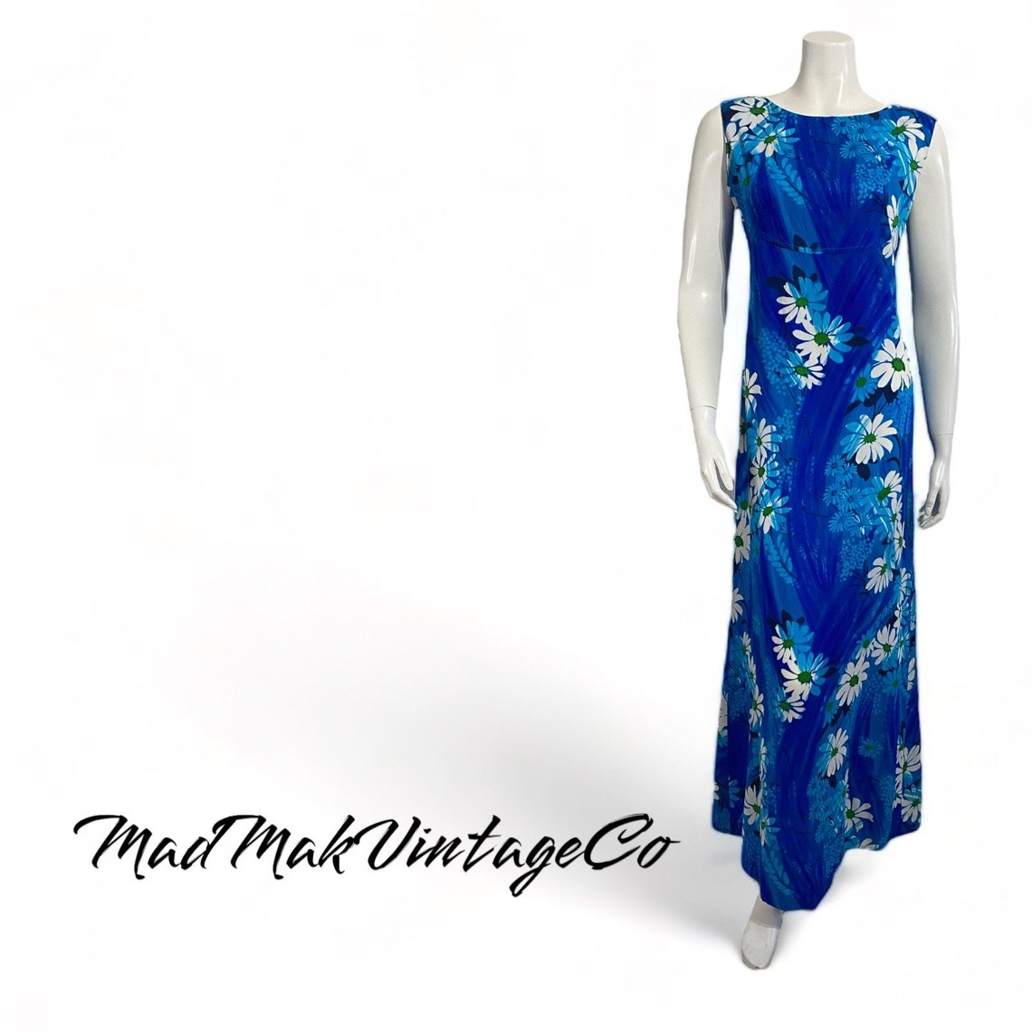 Vintage Blue Floral Dress 1960s Kimo's Hawaiian - Etsy