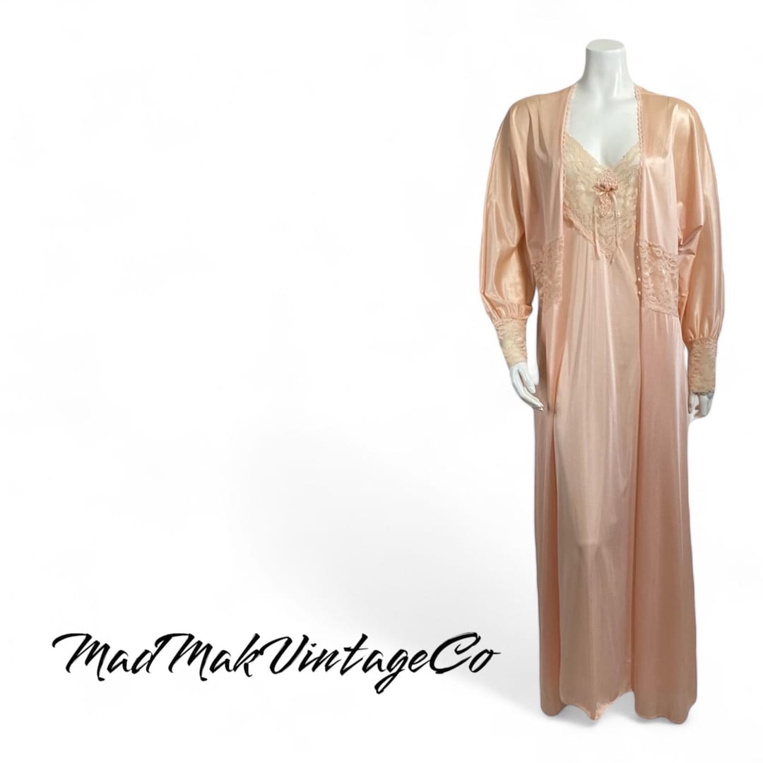 Vintage Pink Peignoir Set 1980s Undercoverwear Vintage Lingerie - Etsy