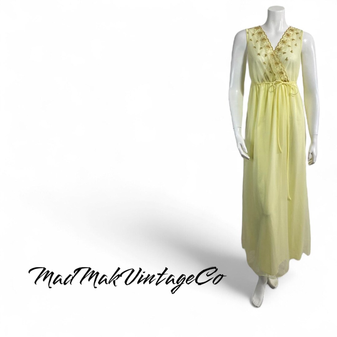 Vintage Yellow Chiffon Nightgown 1960s Slumber Suzy - Etsy